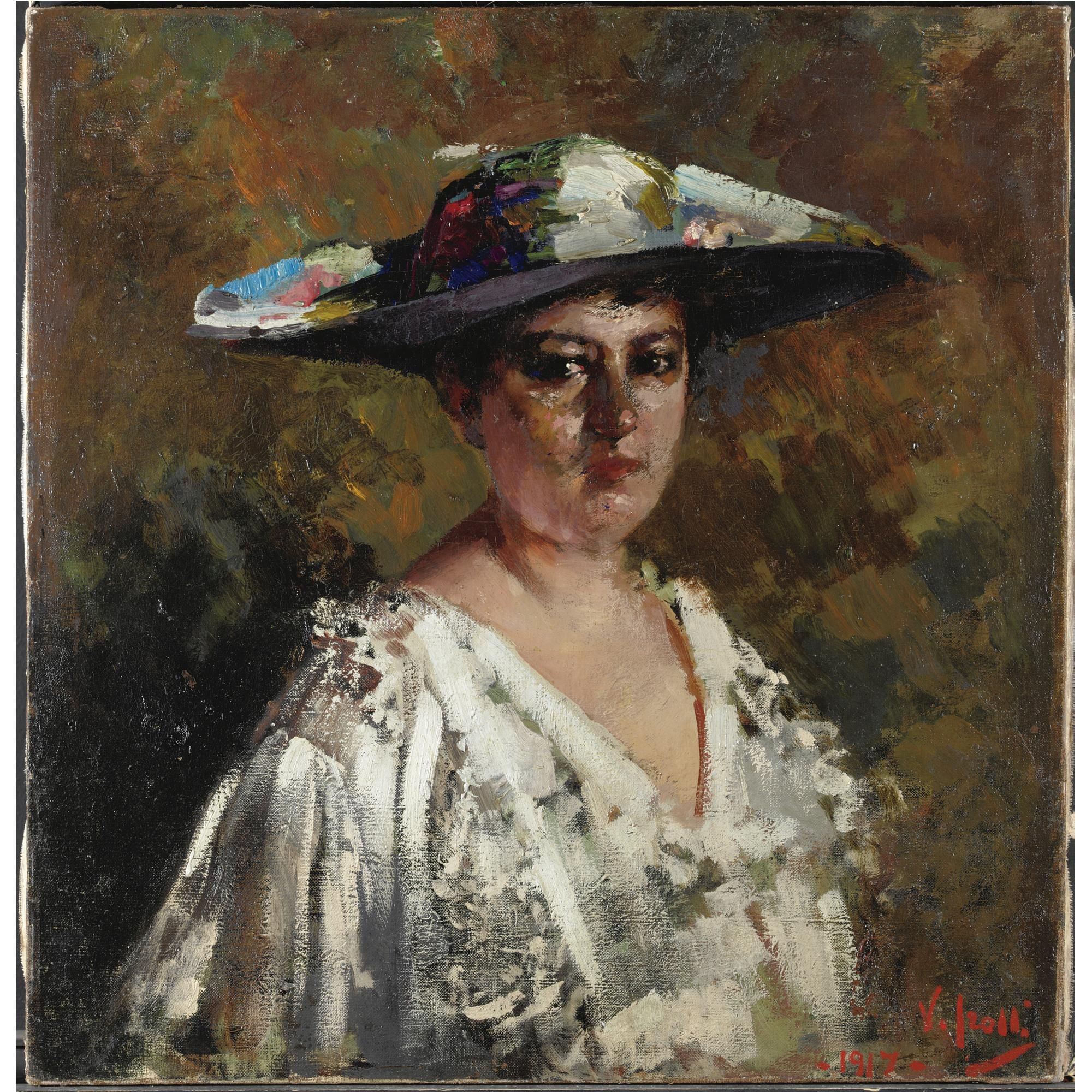 Vincenzo Irolli | ritratto di donna col cappello | MutualArt