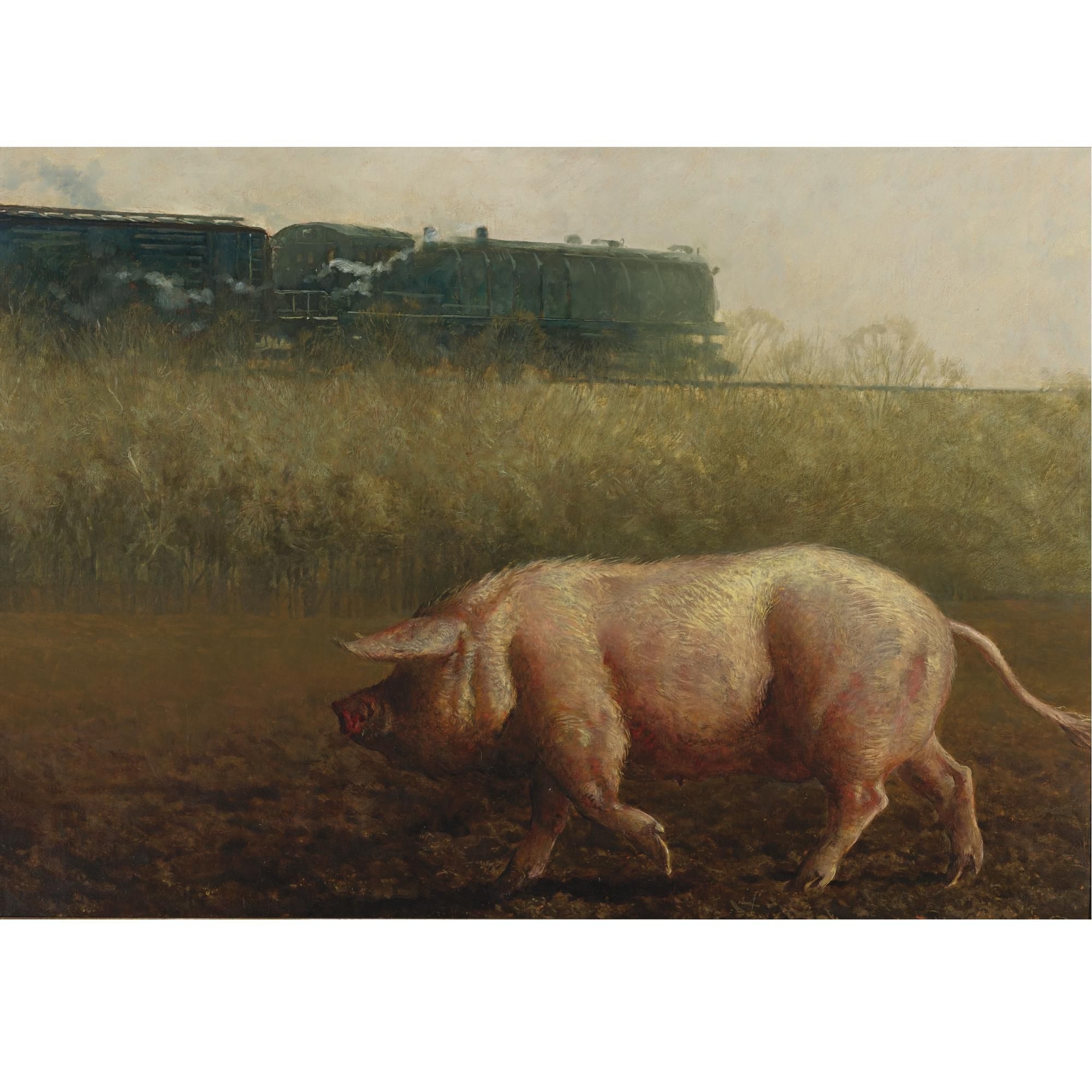 Jamie Wyeth | Pig and The Train (1977) | MutualArt