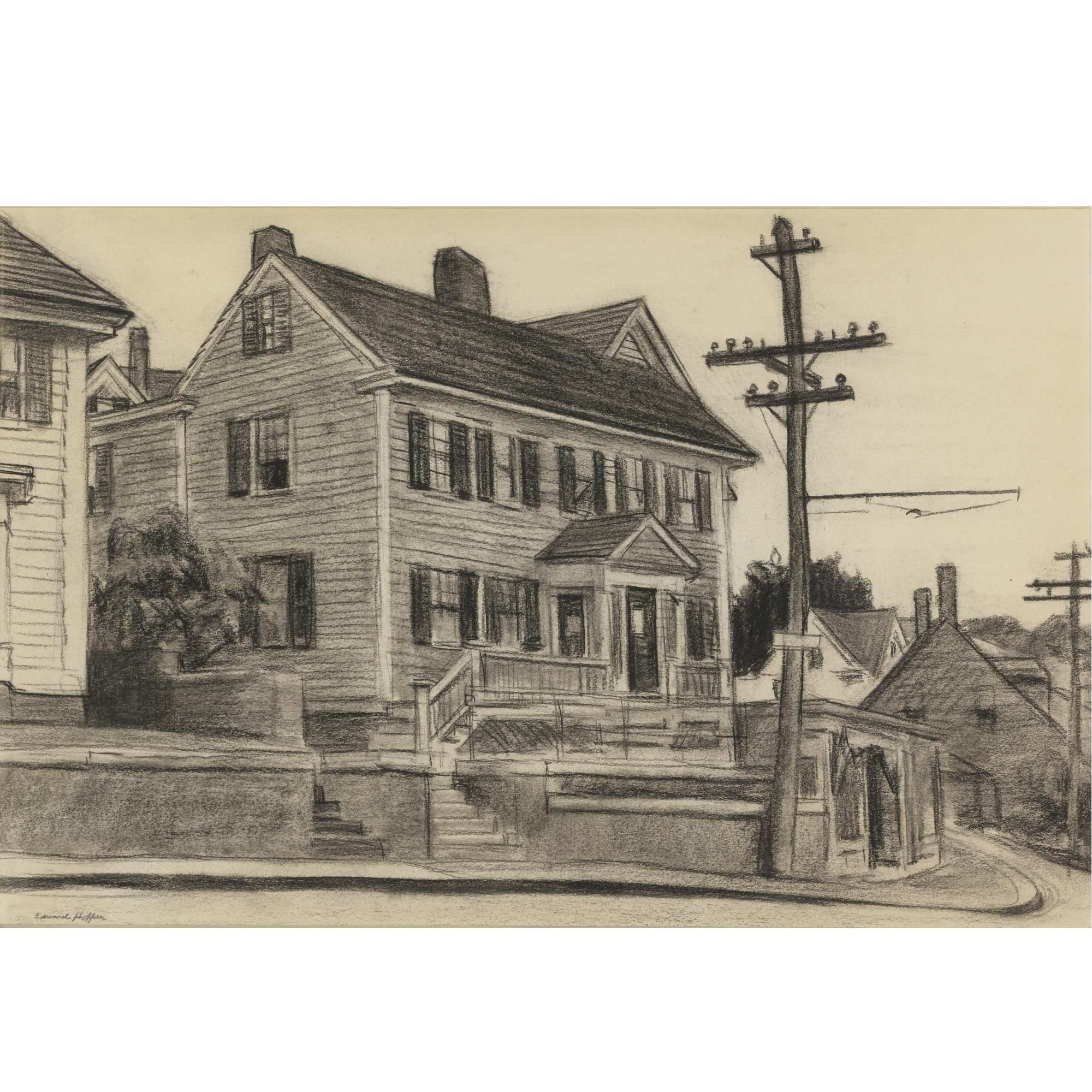 Edward Hopper | Buildings with Utility Poles | MutualArt