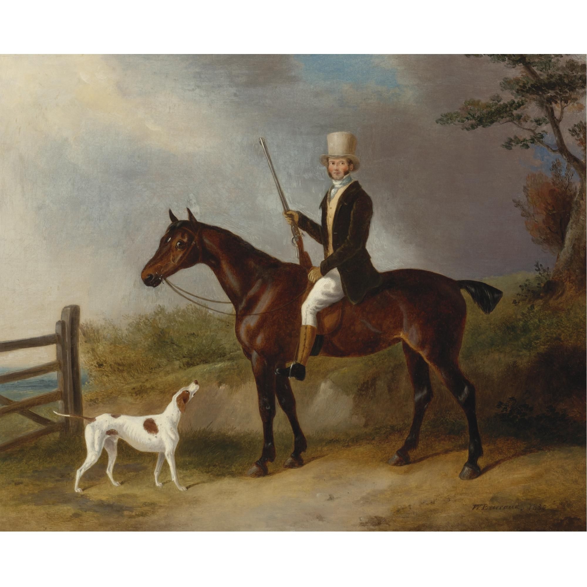 William Barraud | A Gentleman with His Hunter and Pointer | MutualArt