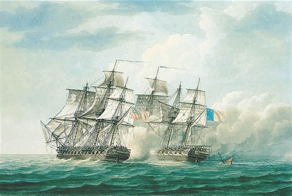Thomas Buttersworth | frigate action during the napoleonic war | MutualArt