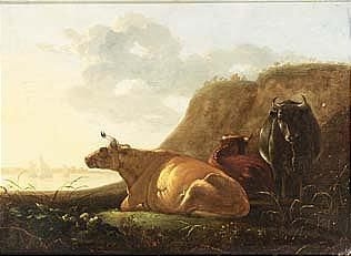 Aelbert Cuyp | cows resting in a river landscape | MutualArt