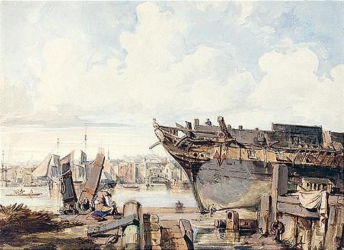 George Chambers | a shipyard on the thames | MutualArt