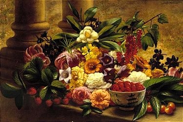 George Henry Hall | still life with bowl of raspberries | MutualArt