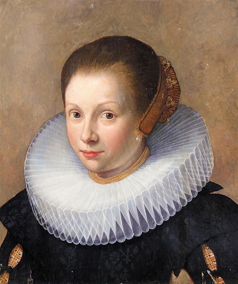 Paulus Moreelse | PORTRAIT OF A LADY, HEAD AND SHOULDERS, WEARING BLACK ...