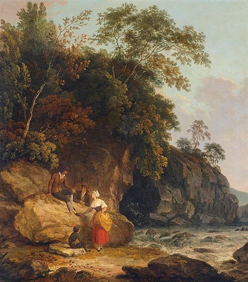 Richard Corbould | A VIEW IN SUFFOLK WITH FIGURES IN THE FOREGROUND BY ...