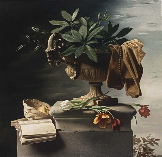 Raoul Hynckes | STILL LIFE WITH PLANTS IN A GARDEN VASE | MutualArt