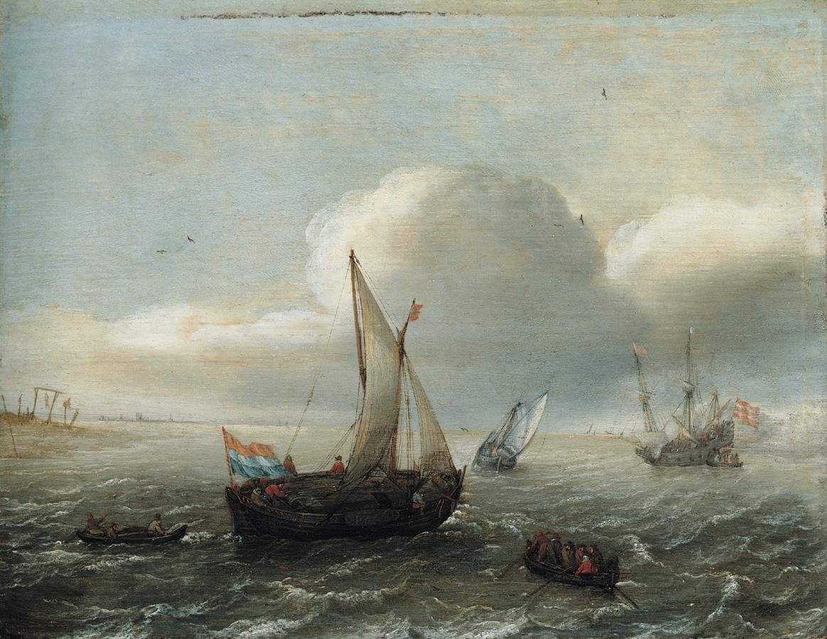 Hans Goderis | A FISHING BOAT AND OTHER DUTCH VESSELS UNDER SAIL OFF ...