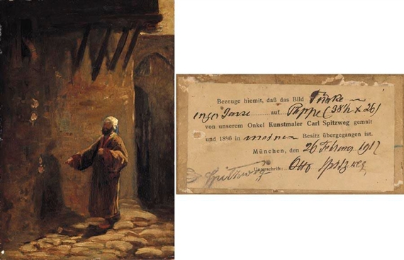 Carl Spitzweg | TÜRKE IN ENGER GASSE (A TURK IN A NARROW LANE) | MutualArt