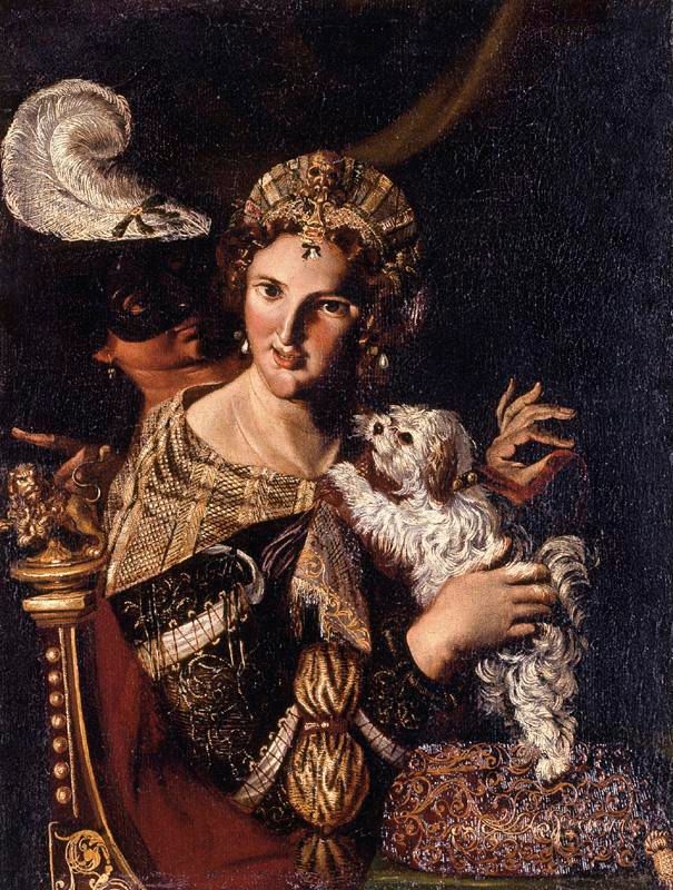 Angelo Caroselli | A LADY WITH HER DOG, AN ALLEGORY | MutualArt