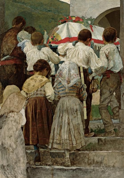 Luigi Nono | * ITALIAN, 1850-1918 IL FUNERALE DI UN BAMBINO | MutualArt
