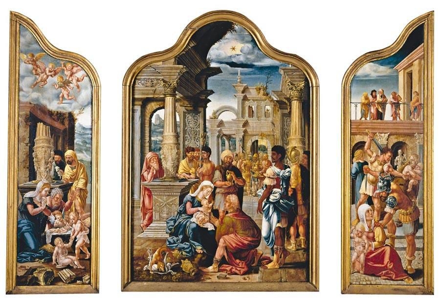 Lambert Lombard | A TRIPTYCH CENTRAL PANEL : THE ADORATION OF THE MAGI LEFT INNER WING : THE ...