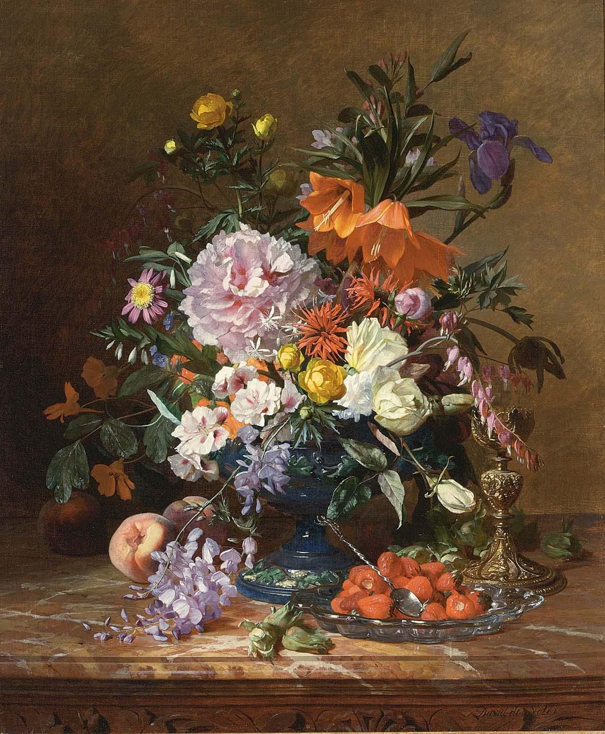 David Emile Joseph de Noter | A STILL LIFE WITH FLOWERS AND FRUIT ...