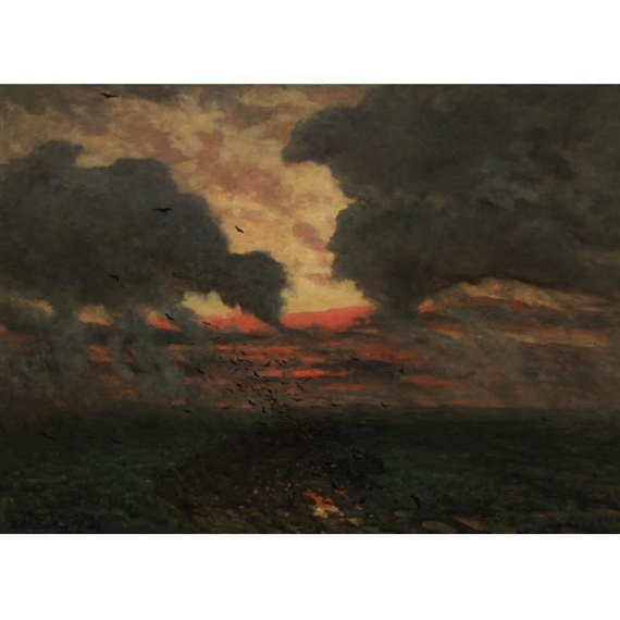 Jules Breton | FRENCH, 1827-1906 LES CORBEAUX, SOIR D'ORAGE | MutualArt