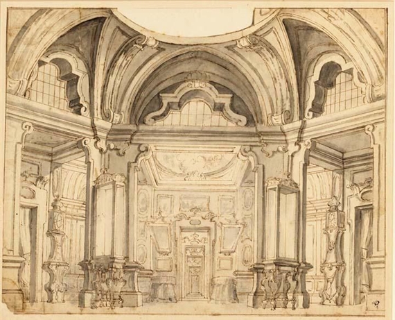 Ferdinando Galli Bibiena | SET DESIGN OF A PALACE INTERIOR | MutualArt