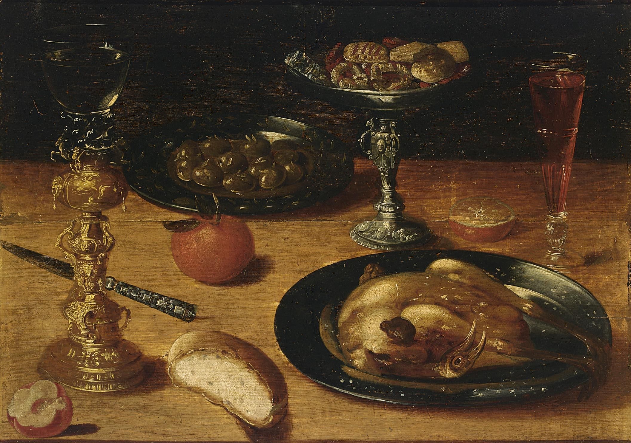 Osias Beert the Elder | A STILL LIFE WITH A ROAST CHICKEN AND OLIVES ON ...