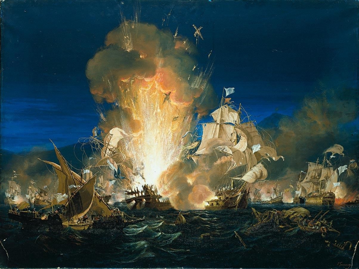 Ambroise-Louis Garneray | L'ORIENT EXPLODES, THE BATTLE OF THE NILE ...