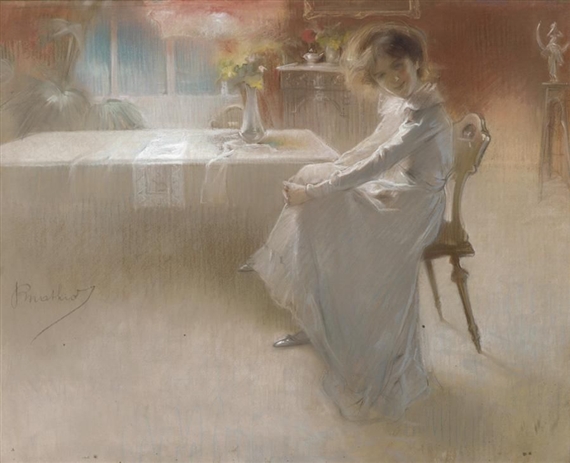 Pavlos Mathiopoulos | PORTRAIT OF A SEATED GIRL | MutualArt