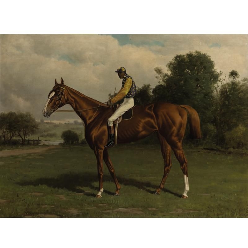 Henry Stull | AMERICAN, 1851-1913 CHESTNUT HORSE WITH JOCKEY UP | MutualArt