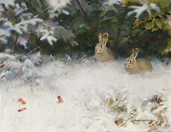 Piet van der Hem | RABBITS IN THE SNOW | MutualArt