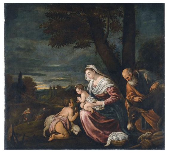 Jacopo Bassano The Holy Family With Saint John The Baptist The