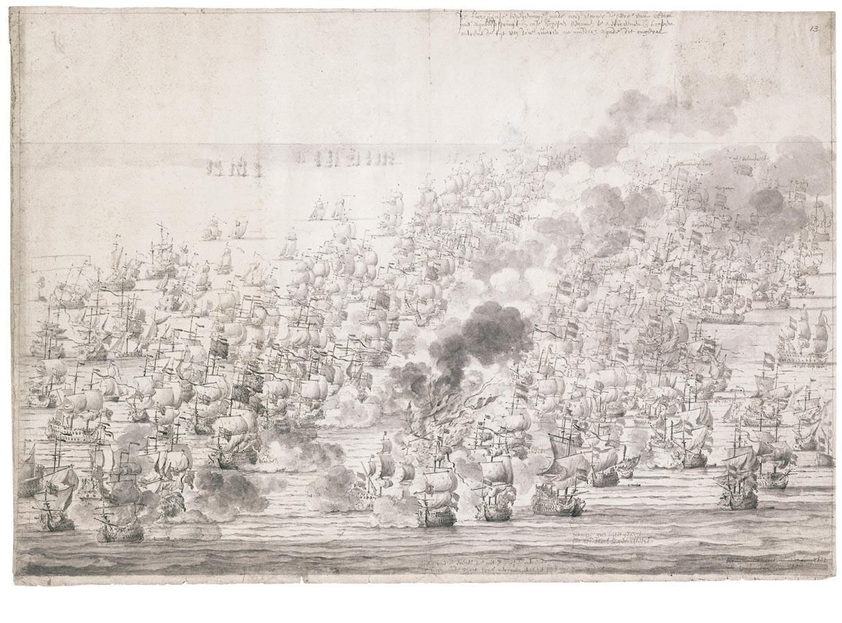Willem van de Velde the Elder | THE BATTLE OF LOWESTOFT, 3 PM | MutualArt