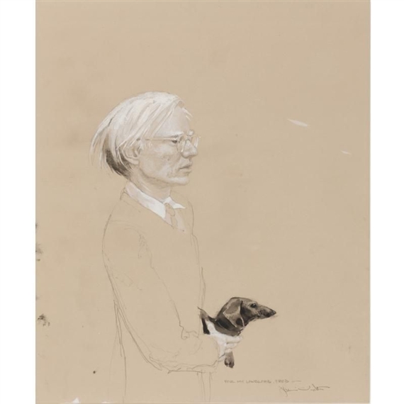 Jamie Wyeth | PORTRAIT OF ANDY WARHOL WITH ARCHIE | MutualArt