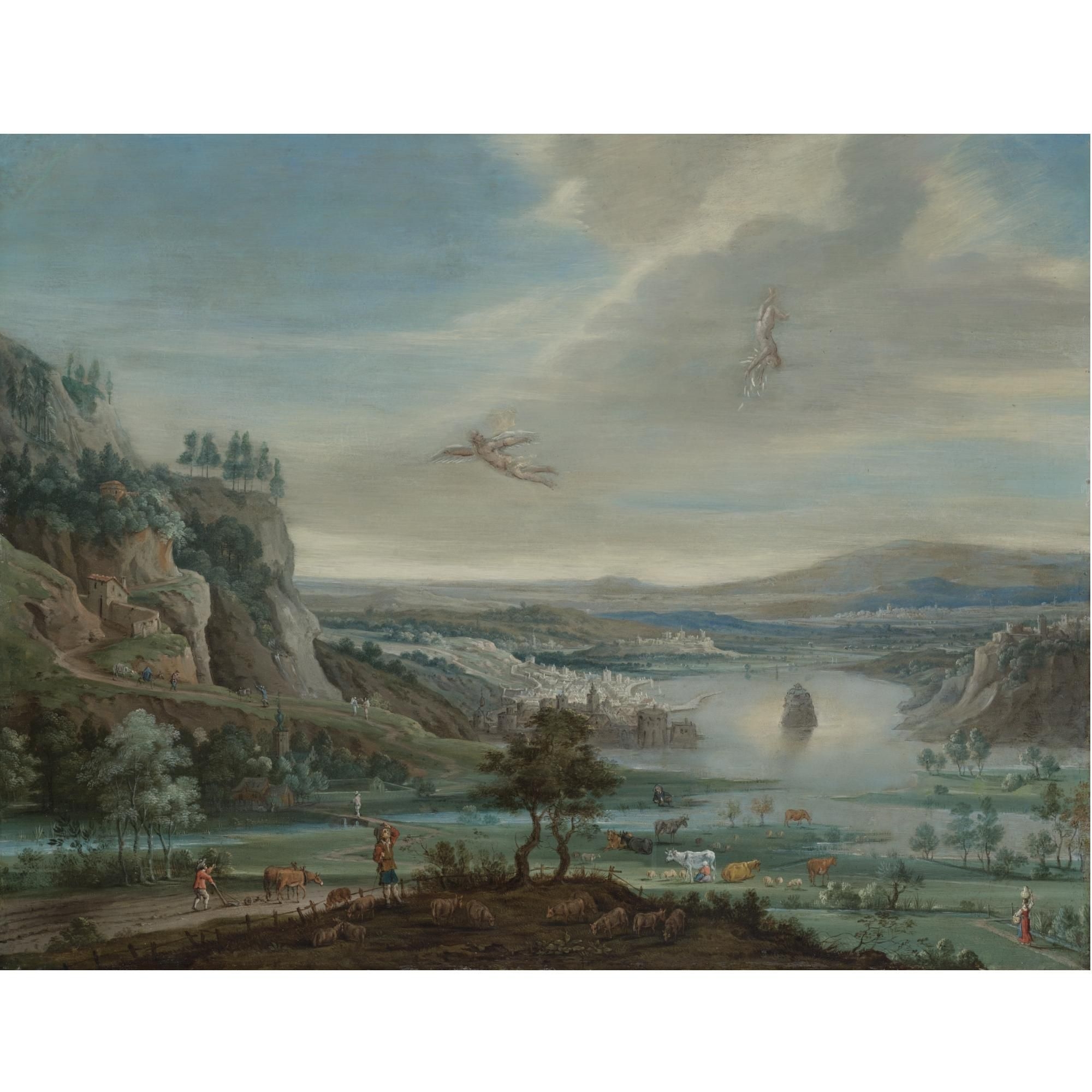 Pieter Gysels | an extensive river landscape with the fall of icarus ...