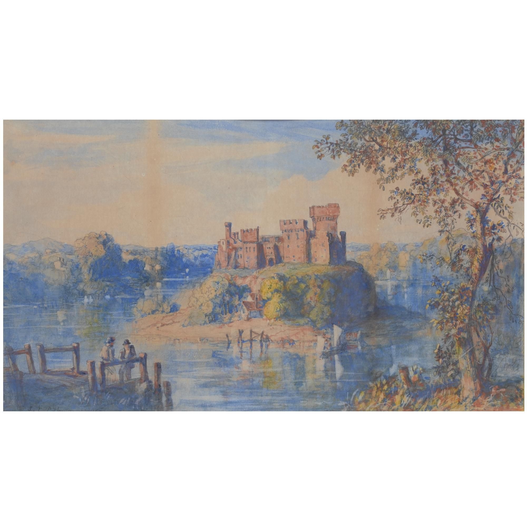 John Joseph Cotman | View of a castle in a lake | MutualArt