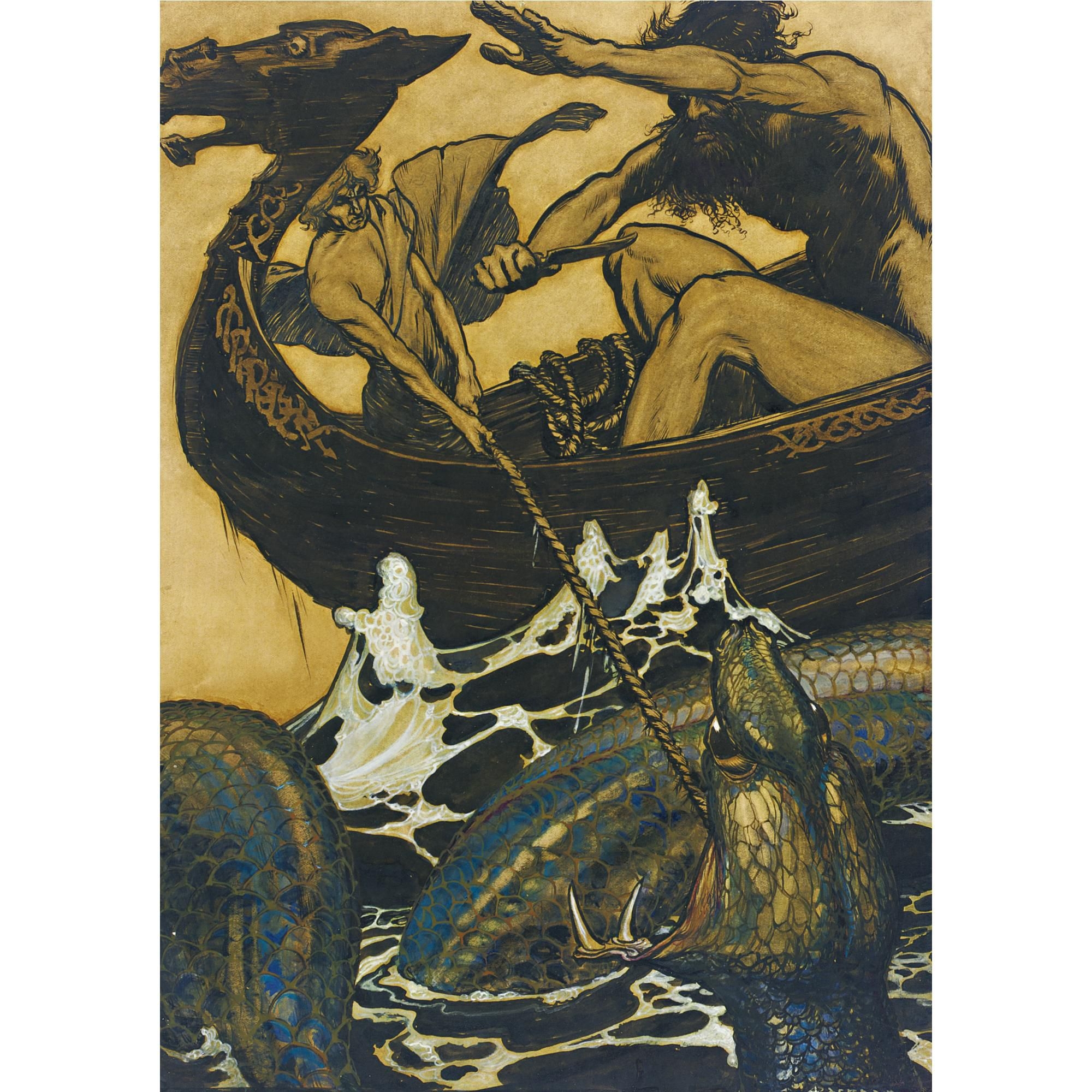 Arthur Rackham | Sea Battle (Stories from the Edda) | MutualArt