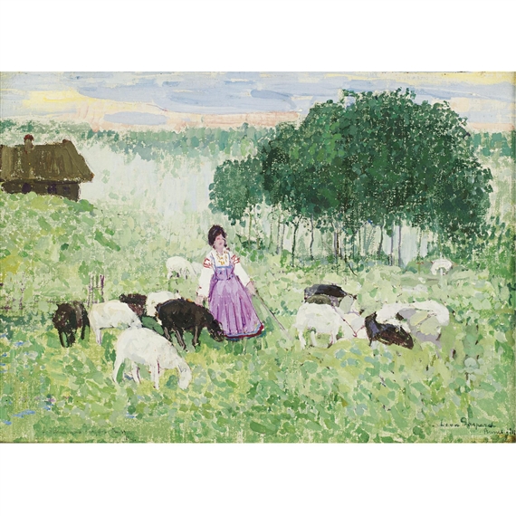 Leon Gaspard | A Russian Shepherdess | MutualArt