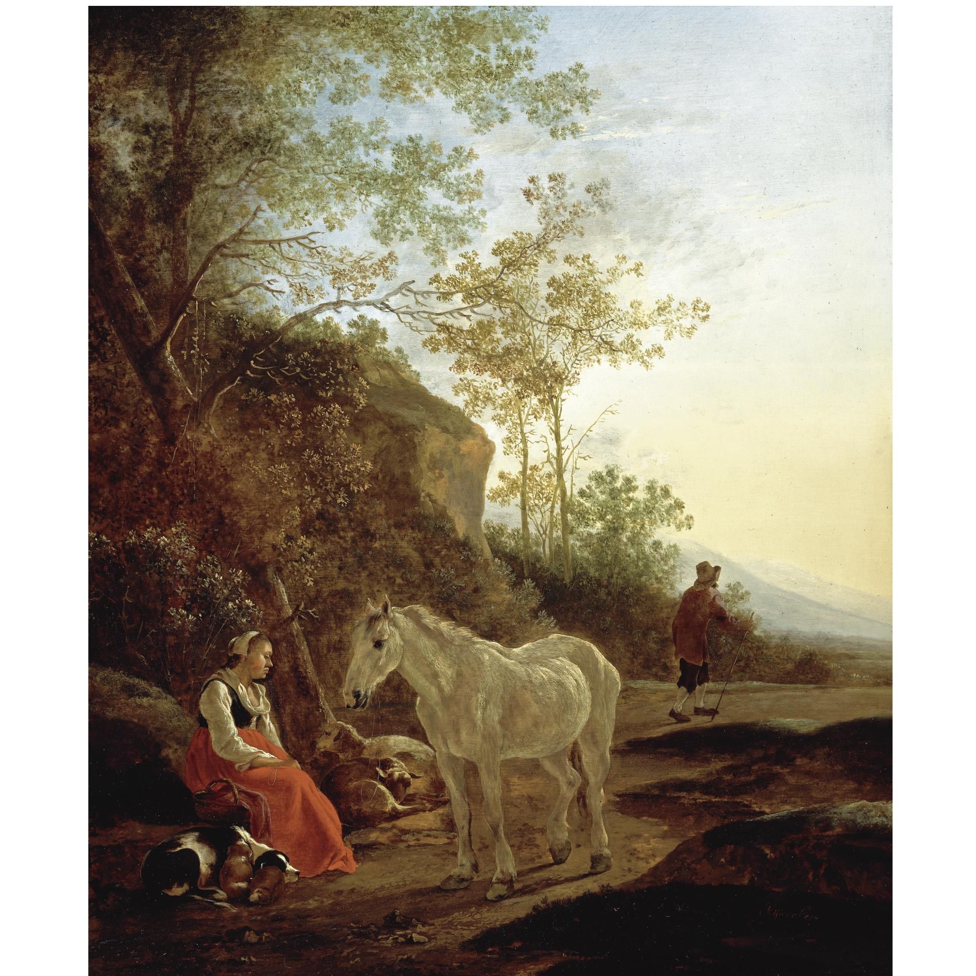 Adam Pynacker | A landscape with a shepherdess | MutualArt