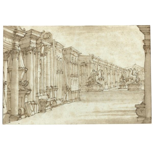 Alessandro Galli Bibiena | VIEW OF AN IMAGINARY COURTYARD WITH ...