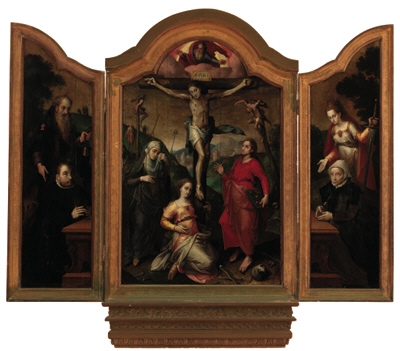 Gillis Congnet | A Triptych: The Crucifixion with The Virgin, Mary Magdalene and Saint John the ...