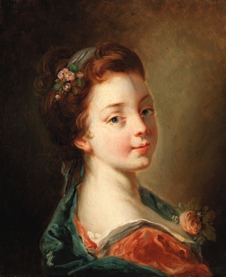 François Boucher | A girl with flowers in her hair | MutualArt