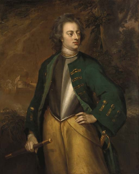 Jonathan Richardson | Portrait of a gentleman, standing three-quarter ...