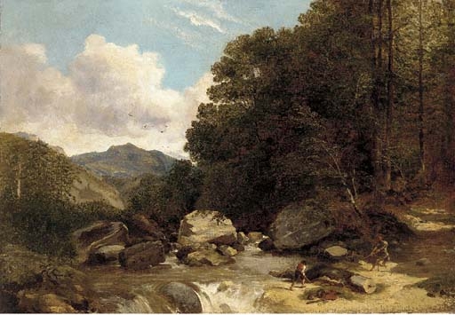 Frederick Richard Lee | Loggers in a river landscape | MutualArt