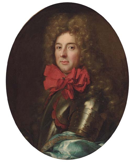 Pierre Mignard | Portrait of a cavalier, half-length, in a red coat and ...