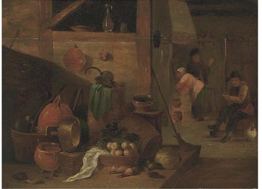 David Teniers the Younger | A kitchen interior with peasants | MutualArt