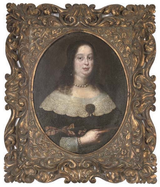 Justus Sustermans | Portrait of a lady, quarter-length, in a black ...