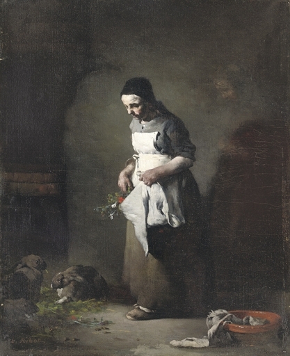 Théodule Augustin Ribot | Feeding the rabbits | MutualArt