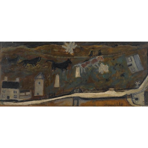 Alfred Wallis | CORNISH LANDSCAPE WITH COWS | MutualArt