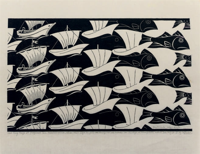 Maurits Cornelis Escher | Fragment of Metamorphosis (1967) | MutualArt