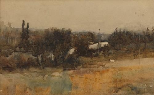 Arthur Melville - Street scene Tangier, watercolour