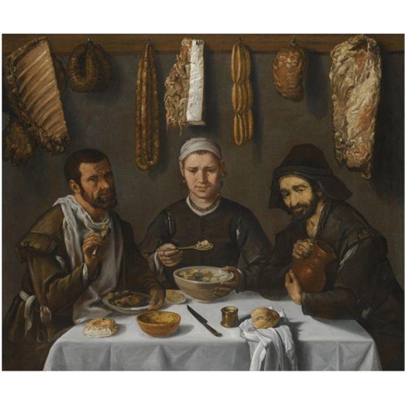 Diego Velázquez | AN INTERIOR WITH THREE FIGURES EATING AT A TABLE, A ...