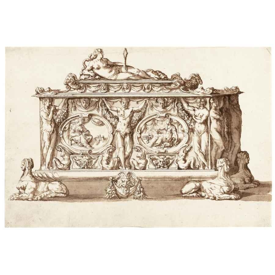 Jacopo Strada | DESIGN FOR AN ELABORATE CASSETTA SURMOUNTED BY A FIGURE ...