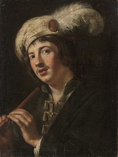 Nicolas Regnier | A man holding a flute | MutualArt