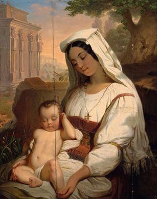 Franz Russ the Elder | Roman Mother with Young Child by Antique Ruins ...