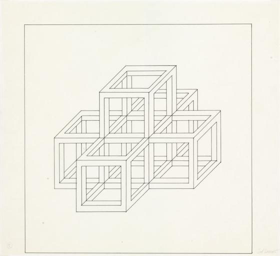 Sol LeWitt | Drawing for Six Part Modular Cube (1975) | MutualArt