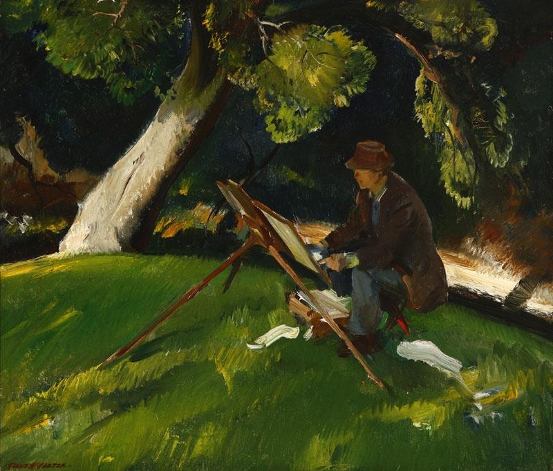 Pruett Alexander Carter | Artist at his easel in a wooded landscape ...